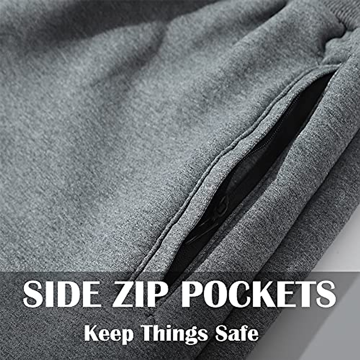 MACHLAB Men's Thermal Fleece Jogger Pants Sherpa Lined Sweatpants Winter Warm Thick Track Pants Black#2809 XL