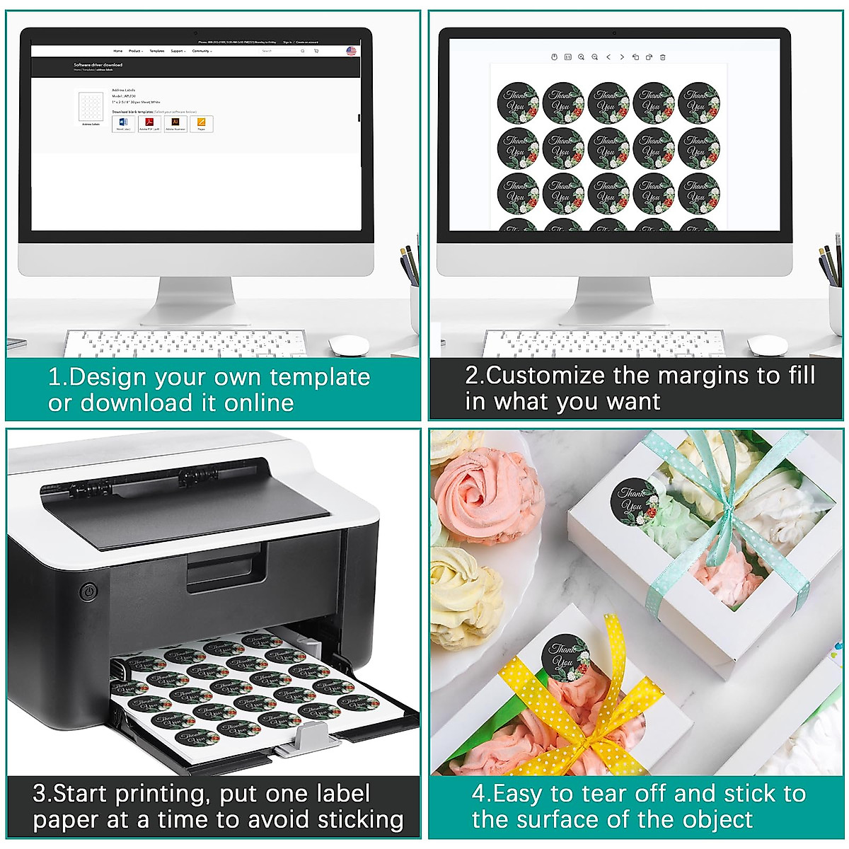 Address Labels 1-1/2” Round for Laser and Inkjet Printers - 25 Sheets, 30 Labels Per Sheet 750 Blank Matte White Sticker Paper for Organization, Labeling, Inventory Management, Product Branding