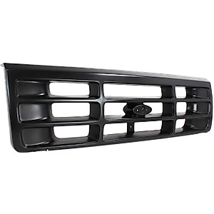 Evan Fischer Grille Assembly Compatible With 1992-1996 Ford Bronco, Fits 1992-1996 Ford F-150 Painted Black Shell and Insert Plastic Grille