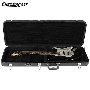 ChromaCast Electric Guitar Hard Case CC-EHC with Guitar Strap and Pick Sampler,Black
