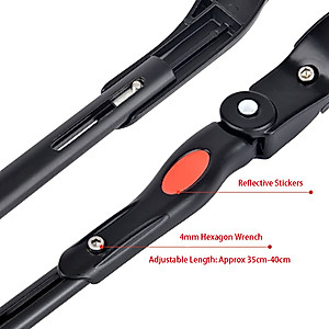 BlueSunshine Bicycle Adjustable Alloy Road Mountain Bike Bicycle Kickstand Side Kickstand Fit for 20" 24" 26" (Black)