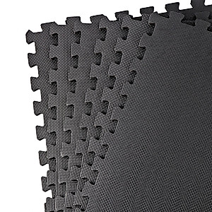 HomGarden Puzzle Exercise Mat 1/2’’ EVA Interlocking Foam Floor Mats for Exercise Equipment Home Gym Workout Mat(6 Tiles) Black