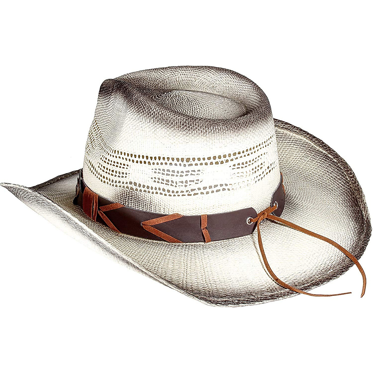 Enimay Western Outback Cowboy Hat Men's Women's Style Straw Felt (Beige/Brown Bullhead)
