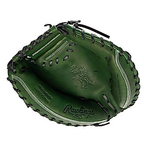 Rawlings | Heart of The Hide Baseball Catcher's Mitt | Right Hand Throw | 34" - 1 Pc. Solid Web | Military Green