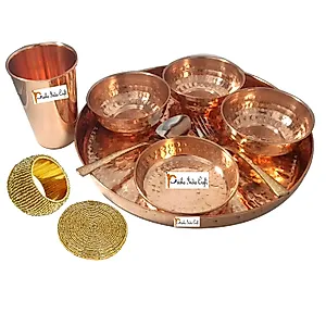 Dinnerware Pure Copper Thali Set Dia 12