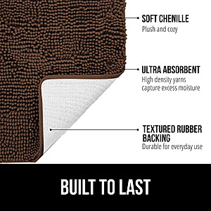 Gorilla Grip Bathroom Rug Sets, Soft Chenille 2 Piece Area Rugs Set, Toilet Base Mat and 30"x20" Carpet, Absorbent Microfiber Washable Mats Dry Quickly, Home Décor and Bath Room Accessories, Caramel