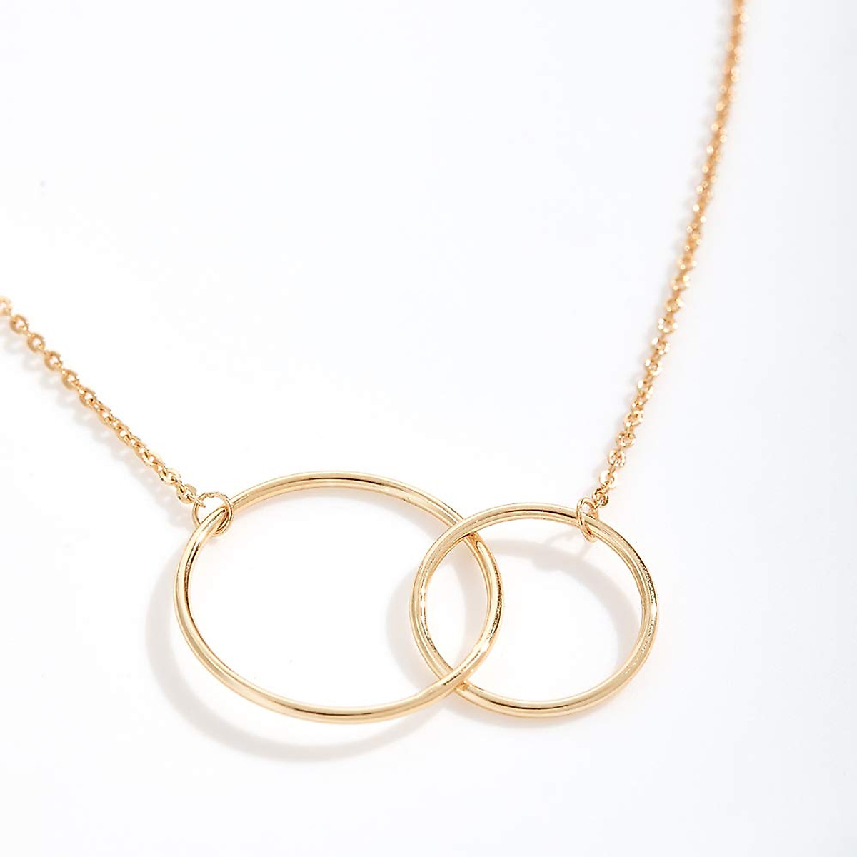 Dear Ava Infinity Interlocking Double Circle Connecting Necklace For Women - Modern Jewelry Pendant Love Gifting Idea for Her with Heartfelt Card - Birthday Gift for Mother and Daughter Gold