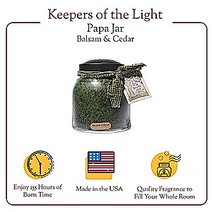 A Cheerful Giver - Balsam & Cedar - 34oz Papa Scented Candle Jar with Lid - Keepers of The Light - 155 Hours of Burn Time, Gift for Women, Green
