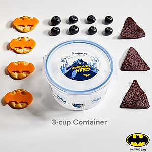Snapware 8-Pc Plastic Food Storage Containers Set, 4.6-Cup & 3-Cup Meal Prep Containers with Lid, Non-Toxic, BPA-Free Lids with 4 Tab Locking Lids, Dishwasher, Microwave, and Freezer Safe, Batman