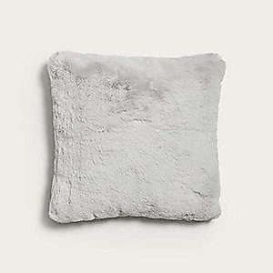 UnHide Squish - Faux Fur Pillow - Extra Soft Throw Pillow - Square Shaped Pillow, Polyester Fill - Machine Washable - Perfect for Living Room, Bedroom, or Guest Room - 20” x 20” - Silver Lynx