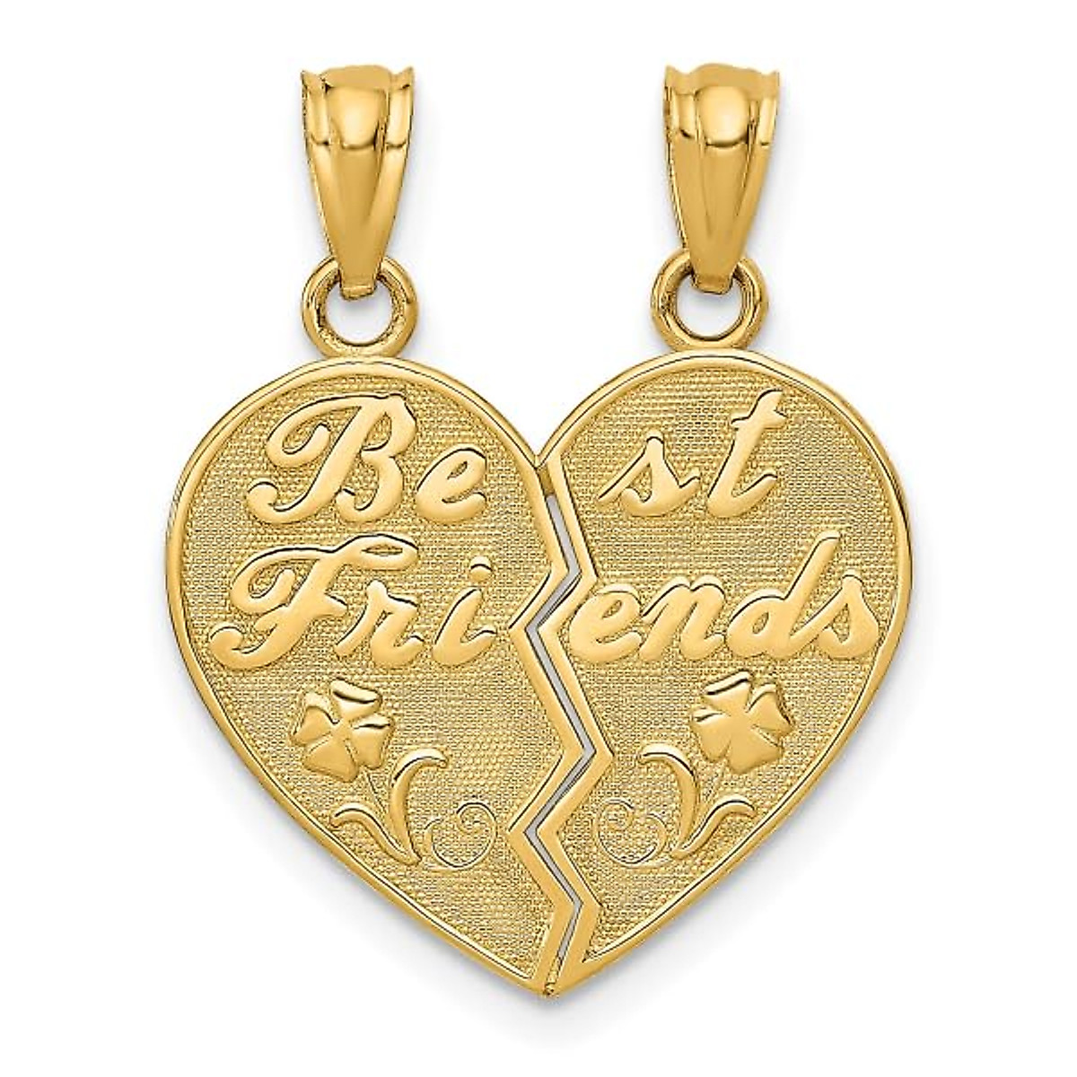 IceCarats 14K Yellow Gold Best Friends Heart Love Break Apart Pendants Necklace Charm Pendant