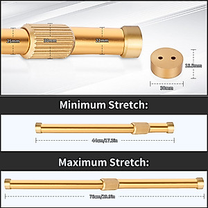 Closet Rods 2 pack, Closet Pole for Hanging Clothes, Strong Tension Rod for Closet 17-30 inch Premium Aluminum, with End Supports for Wardrobes (Gold)