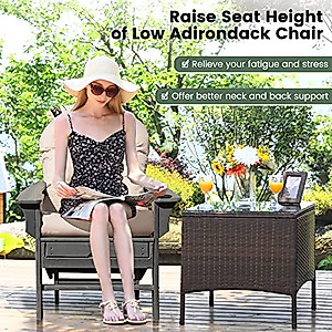 Giantex Patio Adirondack Chair Cushion - 49” x 23” High Back Rocking Chair Cushion w/Fixing Straps, Durable & Fade Resistant, 5” Thick Tufted Seat Pad for Indoor & Outdoor Chairs (Beige, 1)