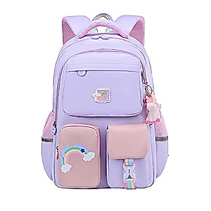 Cute Travel Backpacks Bookbag for Women & Men Boys Girls School College Students Backpack Durable Water Resistant Purple Large