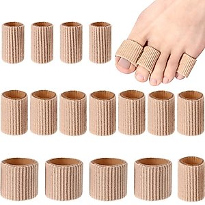 Toe Cushion Tube Toe Tubes Sleeves Soft Gel Corn Pad Protectors for Cushions Corns, Blisters, Calluses, Toes and Fingers (Mixed Size Toe Cushion Tube, 16 Pieces)
