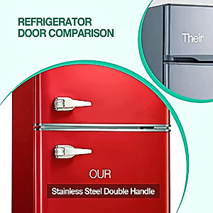Kndko Compact Refrigerator 3.2 CU.FT. Fridge with Freezer - Dual Door Fridge - Adjustable Temperature, Energy Saving - Retro Refrigerator for Dorm, Bedroom, Apartment, Office, Garage