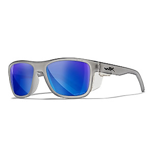 Wiley X Ovation Captivate Polarized Sunglasses, Safety Glasses for Men and Women, UV Eye Protection for Shooting, Fishing, Biking, and Extreme Sports, Matte Slate Frames, Blue Mirror Tinted Lenses