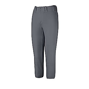 Mizuno Girls Youth Belted Low Rise Fastpitch Softball Pant, Dark Charcoal, Youth Large