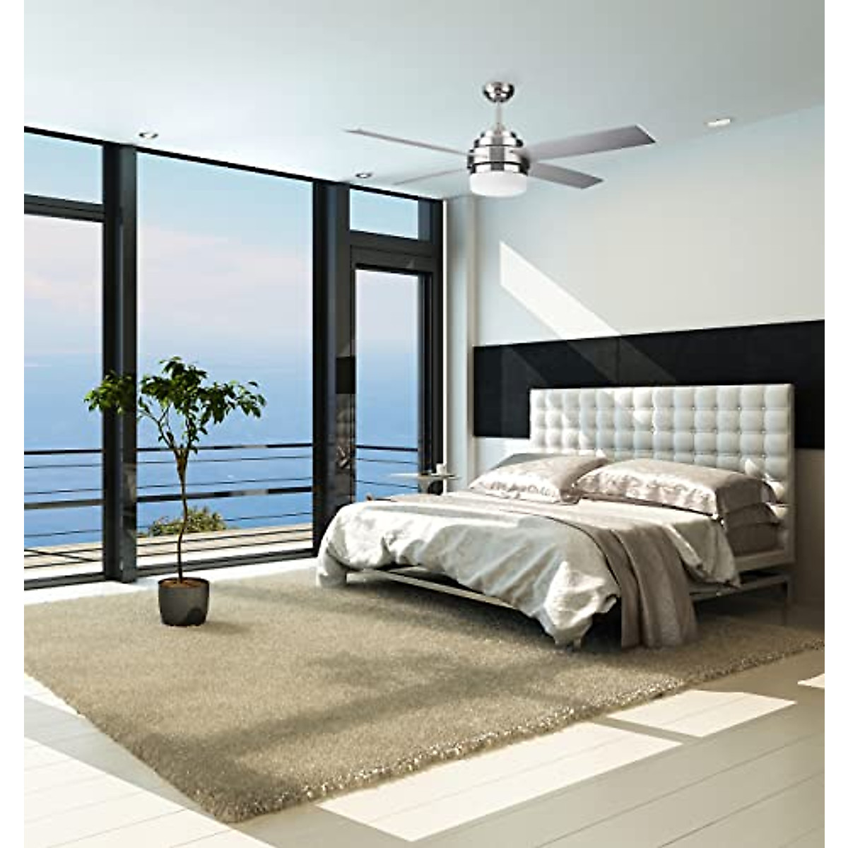 Design House 157354 Cali 52-inch Contemporary Indoor Ceiling Fan with LED Light Kit, Wall Control, Brushed Nickel