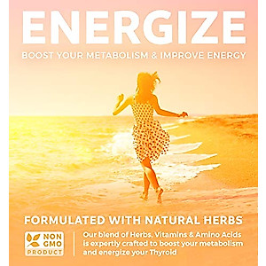 Thyroid Support with Iodine - 120 Capsules (Non-GMO) Improve Your Energy - Ashwagandha Root, Zinc, Selenium, Vitamin B12 Complex - Thyroid Health Supplement - 60 Day Supply