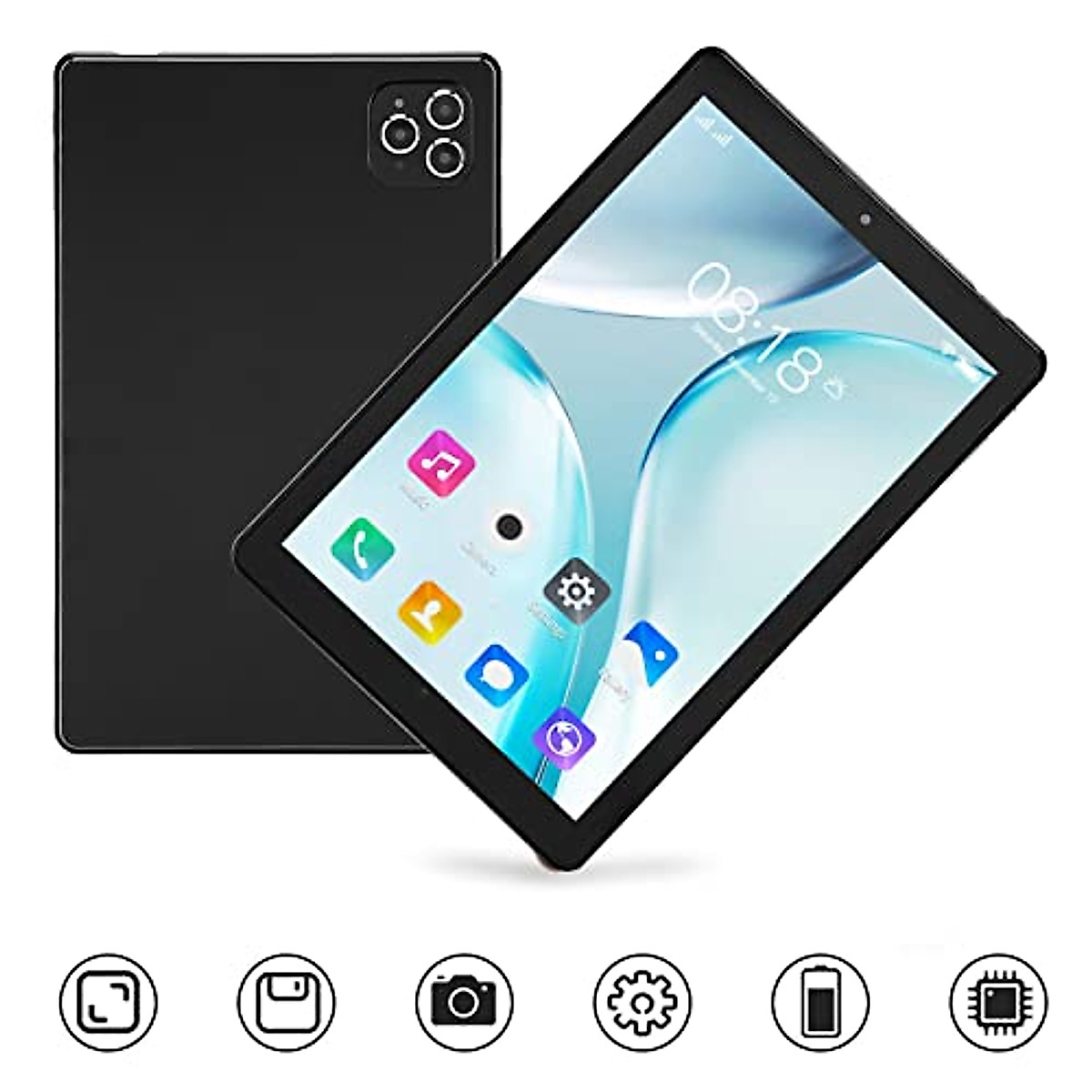 Airshi Office Tablet, Dual Camera 2 Card Slots HD Tablet US Plug 100-240V for Home (Black)