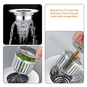 Veemoon 3pcs Kitchen Sink Stopper Bathtub Sink Stopper Sink Drain Stopper Bathroom Sink Drainer Copper Sink Drain Plug Sink Drain Filter Bathroom Sink Plug Basin Stopper Washbasin Plug