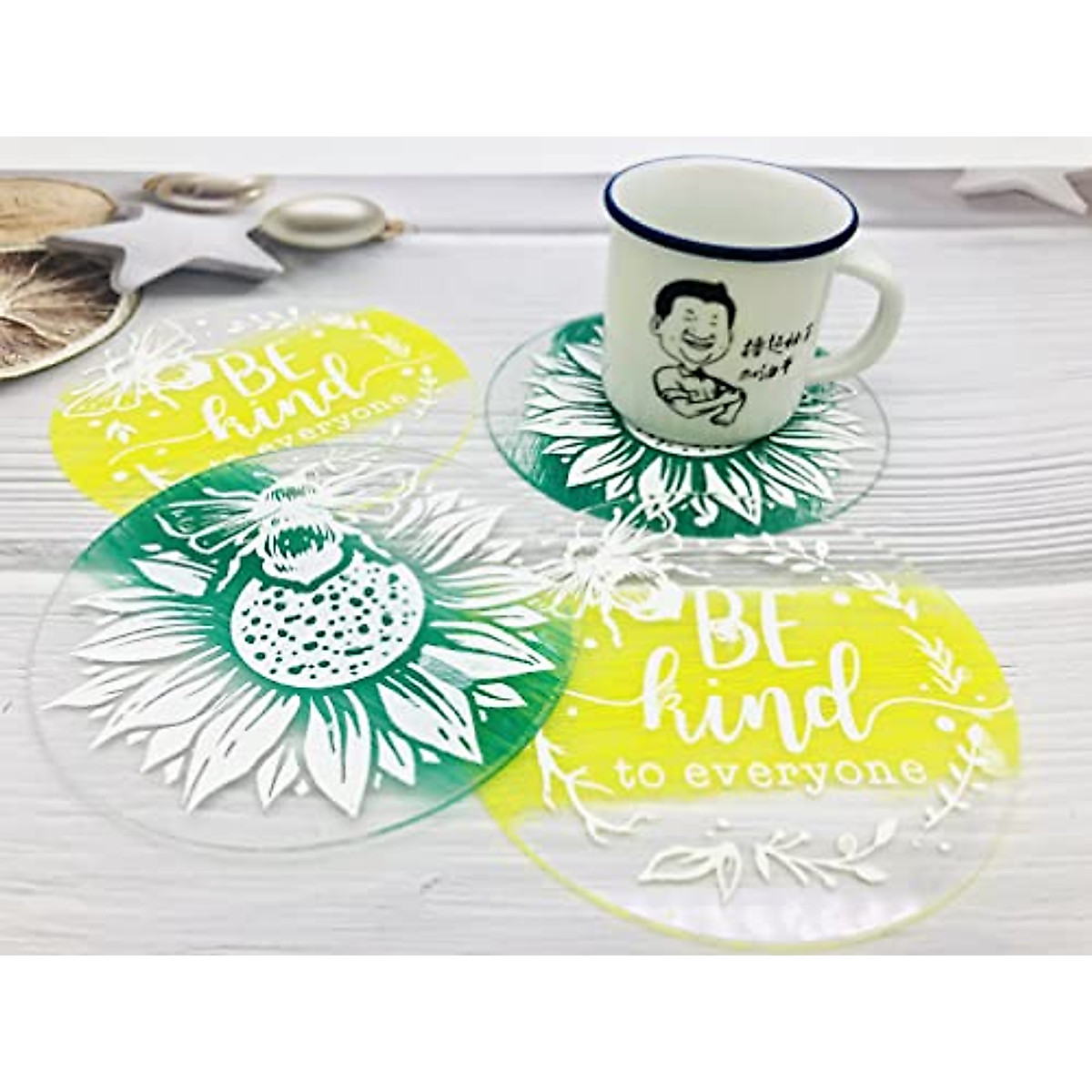 Alinacutle Silkscreen Stencil,Reusable Self-Adhesive Silk Screen Printing, BEE Kind Sentiments for Home Decor/Printing on Wood / Fabric / Wall/Cup/Plate/Glass/Paper,8 x 8“ (Bee Pattern)