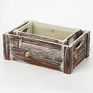 Wood Planter Box Rectangle Wooden Planter Boxes Set of 2 Rustic Wooden Window Box for Garden Plants Flower Succulent Herb