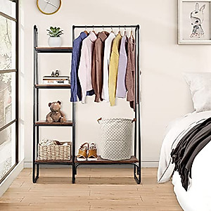 LUSIMO Garment Rack with Shelves Freestanding Clothes Rack with Metal Hanger Rod and 5 Shelves Heavy Duty Clothing Rack with Shelves for Bedroom Living Room Entryway 40" L x 16" W x 59" H Black Frame