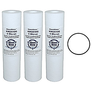 KleenWater KW2510G 50 Micron Water Filters, Set of 3, Compatible with GE GXWH04F GXWH20F GXWH20S and KleenWater KWGE25RG, Qty1, Compatible with GXWH04F, GXWH20F, GXWH20S