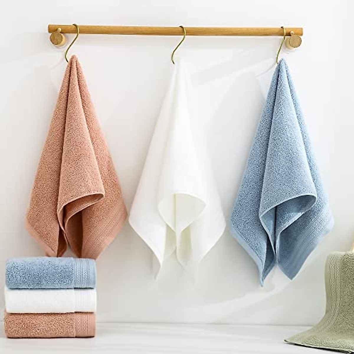 sense gnosis Pink Hand Towels Set of 2 100% Terry Cotton Towel Super Soft Highly Absorbent Decorative Hand Towels for Bathroom 13" X 29"