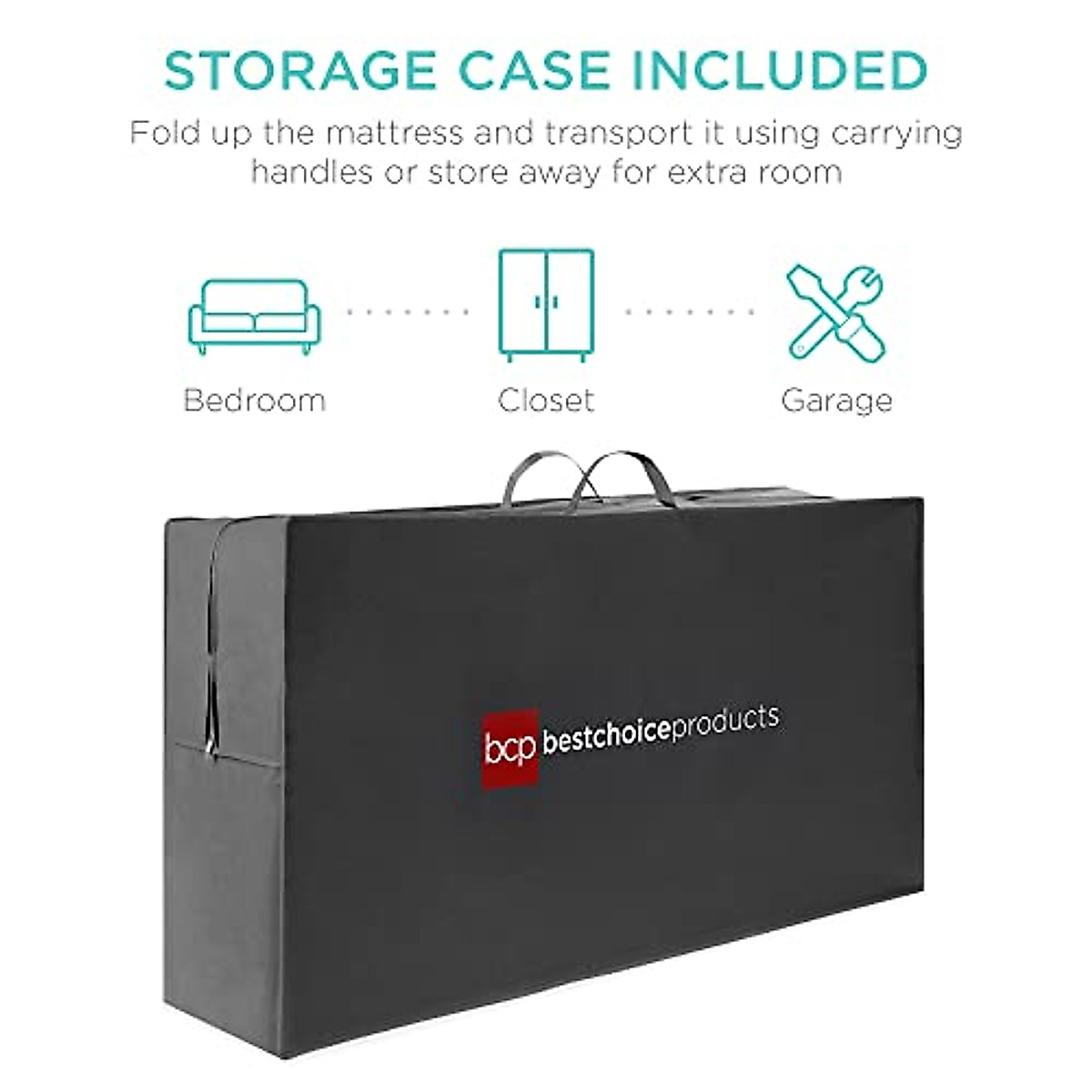 Best Choice Products 4in Portable Mattress Folding Mattress Topper Full for Camping, Guest, Toddler, Foam Plush w/Carry Case - Gray