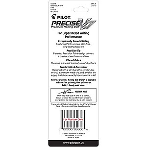 PILOT Precise V7 Stick Liquid Ink Rolling Ball Stick Pens, Fine Point (0.7mm) Black Ink, 2-Pack (25010)