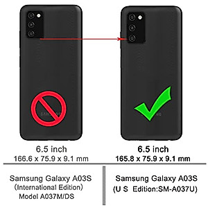 Osophter for Galaxy A03S Case,Samsung A03S Case with 2pcs Screen Protector Shock-Absorption Flexible TPU Rubber Protective Cell Phone Cover for Samsung Galaxy A03S US(Black)