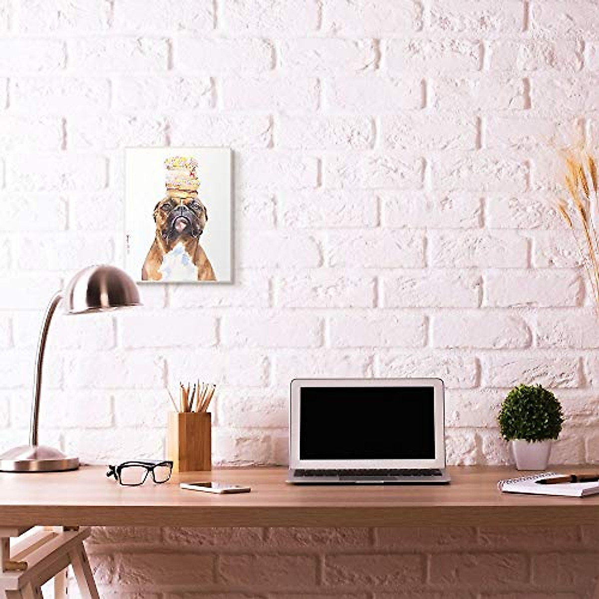 Stupell Industries Boxer and Donuts Funny Dog Pet Animal Watercolor Painting Wall Plaque, 10 x 15, Multi-Color