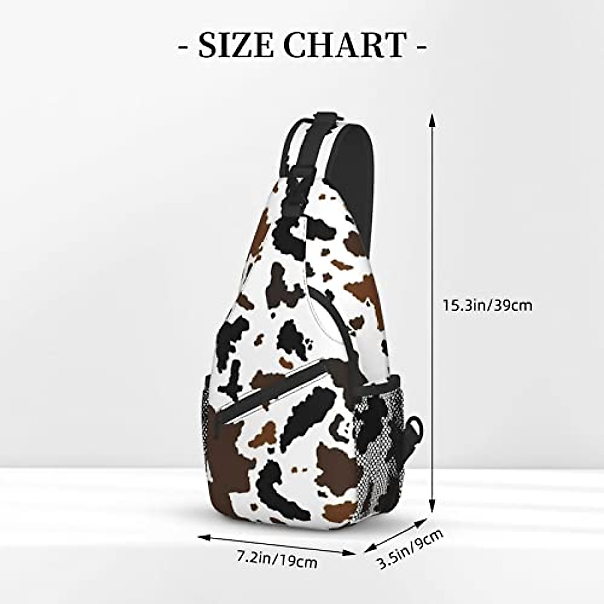 Cow Print Sling Backpack,Crossbody Sling Bag Travel Hiking Daypacks Pattern Rope Chest Shoulder Daypack For Men Women