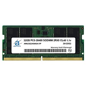 Adamanta 32GB (1x32GB) DDR5 4800MHz PC5-38400 SODIMM 2Rx8 CL40 1.1v Laptop Notebook Memory Module Upgrade RAM