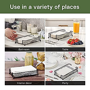 LEVIMETREE Guest Towel Napkin Holder – Cast Iron Black Napkin Holder for Table – Versatile and Modern Bathroom Napkins Guest Disposable – Premium Paper Hand Towels Kitchen Caddy