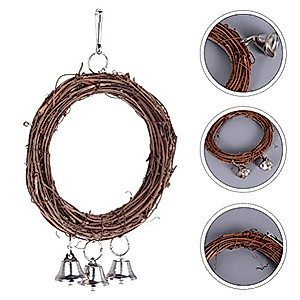 Balacoo Parakeet Decorated Garland Parrot Bird Perches Parrot Rattan Twig Bungee Bird Toy with Bell Wreath Swing Perch Hanging Climbing Chews Toy Garden Porch Wind Chime Climbing Toys Climbing Toys