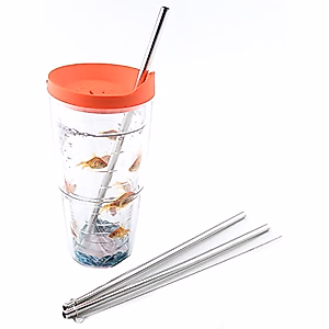 2 Stainless Steel Straws Compatible With Tervis Tumbler 24 oz Travel Insulated Clear Drinking Cup Lid CocoStraw Brand