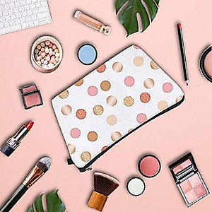 Jom Tokoy Makeup Bag for Women Cosmetic Bag Small Makeup Bags Waterproof Travel Case Toiletry Bag Accessories Organizer Cute Gifts (Pink polka dots)