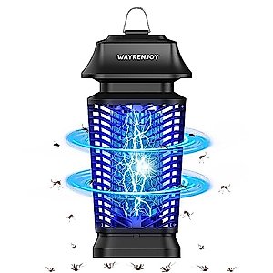 Wayrenjoy Bug Zapper Outdoor, Electric Mosquito Zapper, 20W Bulb IPX4 Waterproof Indoor Mosquito Killer Lamp 4200v Grid Fly Zapper for Home Kitchen Bug Light Moth Zapper Outdoor Backyard Garden Camp