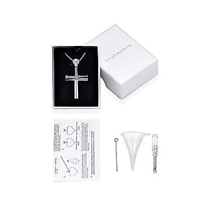 Yinplsmemory Cross Urn Necklace for Ashes Baseball with Bat Religious Urn Keepsake Necklace Stainless Steel Bat Cross Urn Locket for Ashes Holder (PH 4:13)