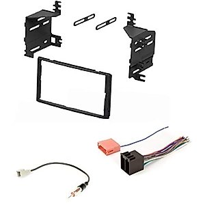 ASC Car Stereo Radio Install Dash Kit, Wire Harness, and Antenna Adapter for Installing an Aftermarket Double Din Radio for 2009 2010 2011 Hyundai Accent, 2009-2011 Kia Rio/Rio 5