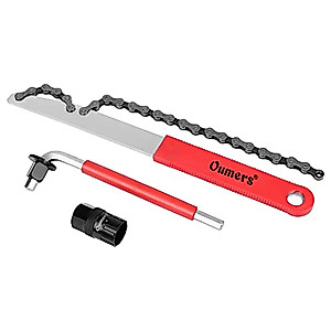 Oumers Bike Cassette Removal Tool with Chain Whip and Chain Wrench Bicycle Sprocket Removal Tools Bike Crank Removel, Bicycle Cassette Lock Ring Removal Freewheel Sprocket Remover