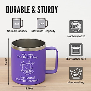 NOWWISH Valentines Day Gift for Her, Wife, Girlfriend - Best Thing I Found on the Internet 14oz Mug - Funny Presents for Anniversary, Birthday, Mothers Day, Christmas - Purple