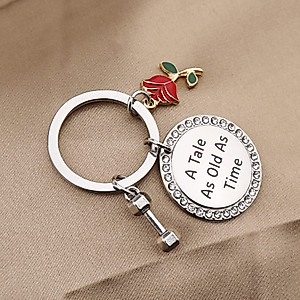 A Tale As Old As Time Jewelry Beauty and The Beast Keychain Beauty And The Beast Fans Gift Movie Inspired Gifts (A Tale As Old KS)