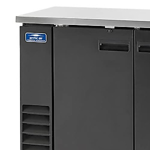 Arctic Air ABB72 73" Three Solid Doors Back Bar Refrigerator, 20.7 Cubic Feet, Stainless Steel, Black, 115v