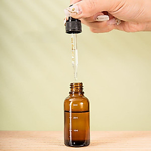 WEISHA Dropper Bottles with Scale 5-100ml Reagent Eye Drop Perfume Amber Glass Aromatherapy Liquid Pipette Bottle Travel Refillable Bottles(5ml)