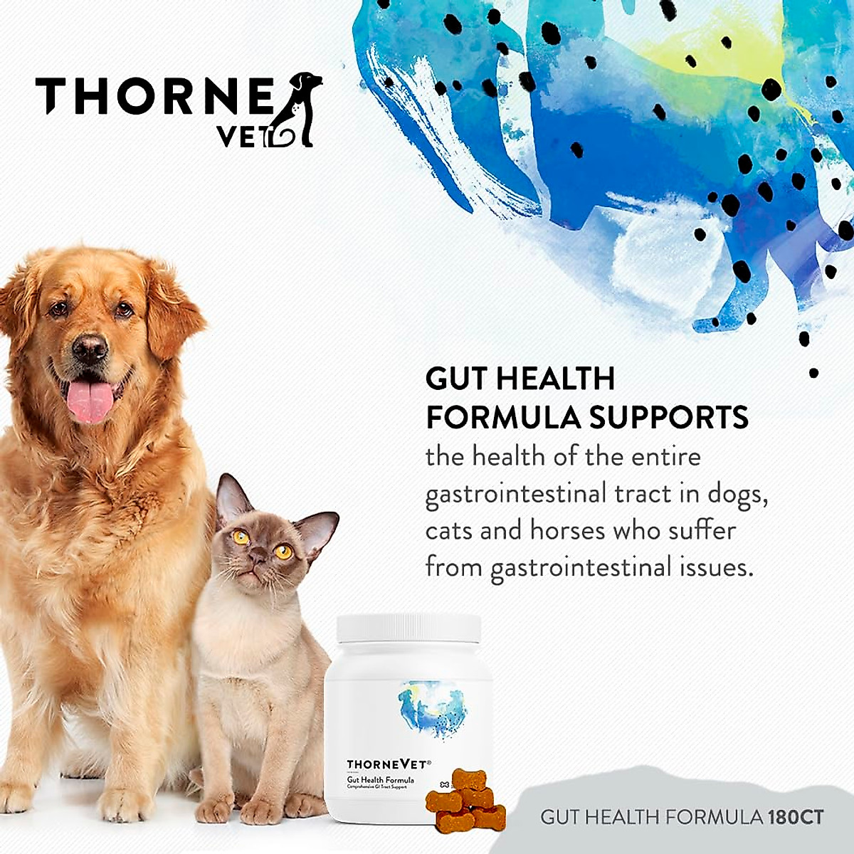 ThorneVet Gut Health Formula – Gastrointestinal Support for Dogs, Cats & Horses, 180 Soft Chews